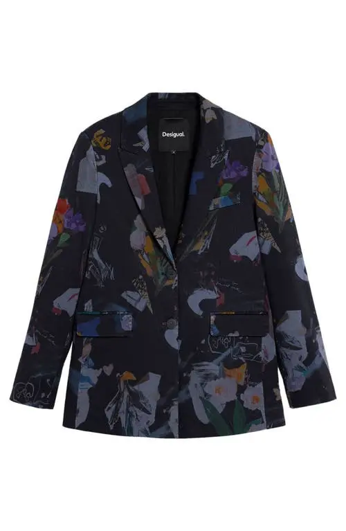 Desigual Graphic Floral Print Single-breasted Blazer