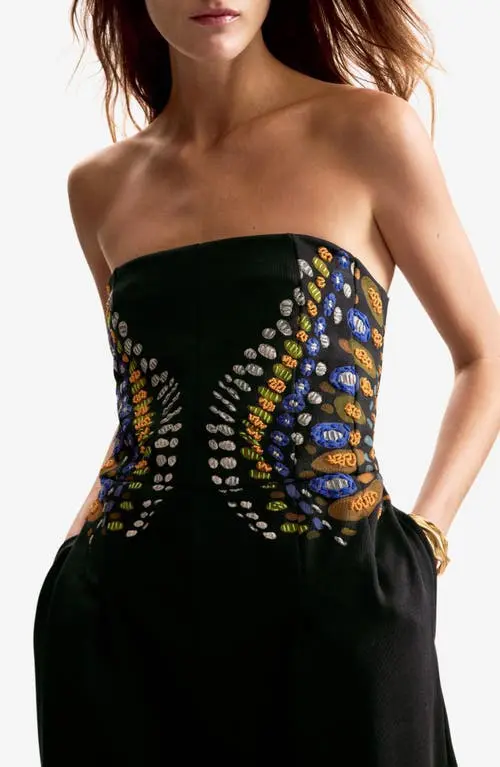 Desigual Mixed Media Strapless Jumpsuit