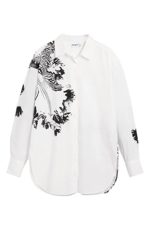Desigual Oversized Cotton Poplin Button-up Shirt