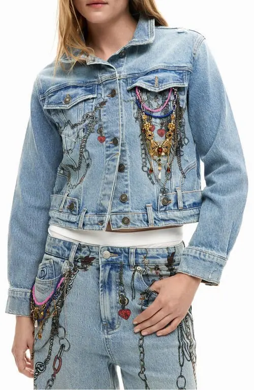 Desigual Embellished Denim Trucker Jacket