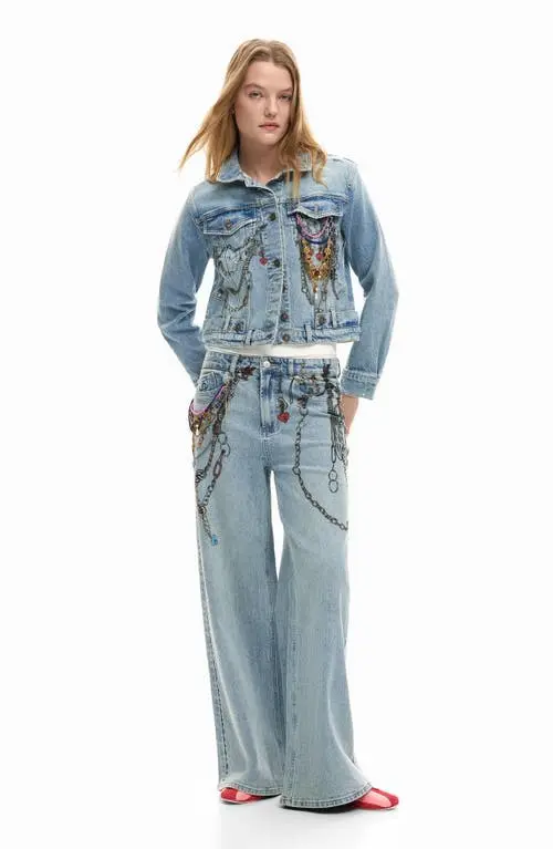 Desigual Embellished Denim Trucker Jacket