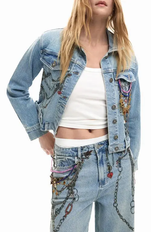 Desigual Embellished Denim Trucker Jacket