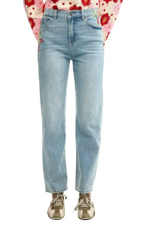 Desigual Floral Embroidered Slim Fit Jeans