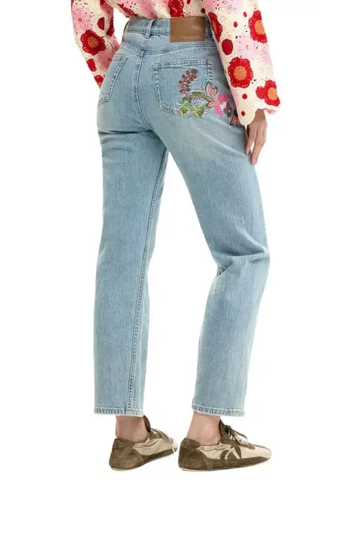 Desigual Floral Embroidered Slim Fit Jeans