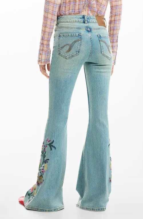 Desigual Embroidered Flare Jeans