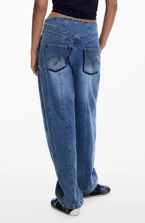 Desigual Barrel Leg Jeans - Medium Blue