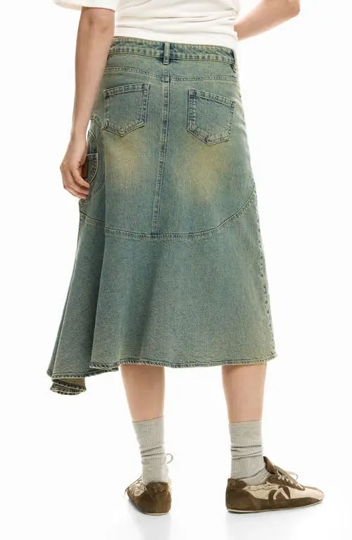Desigual Asymmetric A-line Denim Skirt - Blue