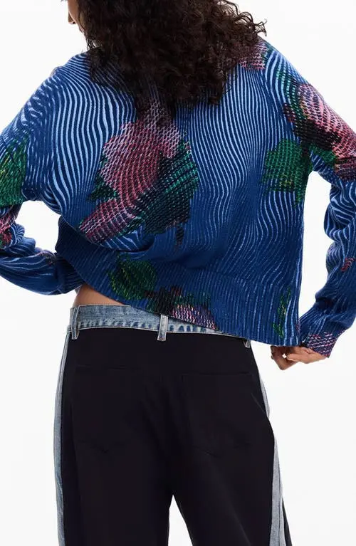 Desigual Floral V-neck Cardigan