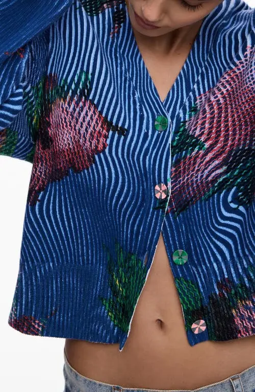 Desigual Floral V-neck Cardigan