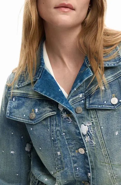 Desigual Embroidered Denim Trucker Jacket