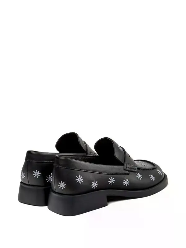 Camper Floral Embroidered Loafers - Black