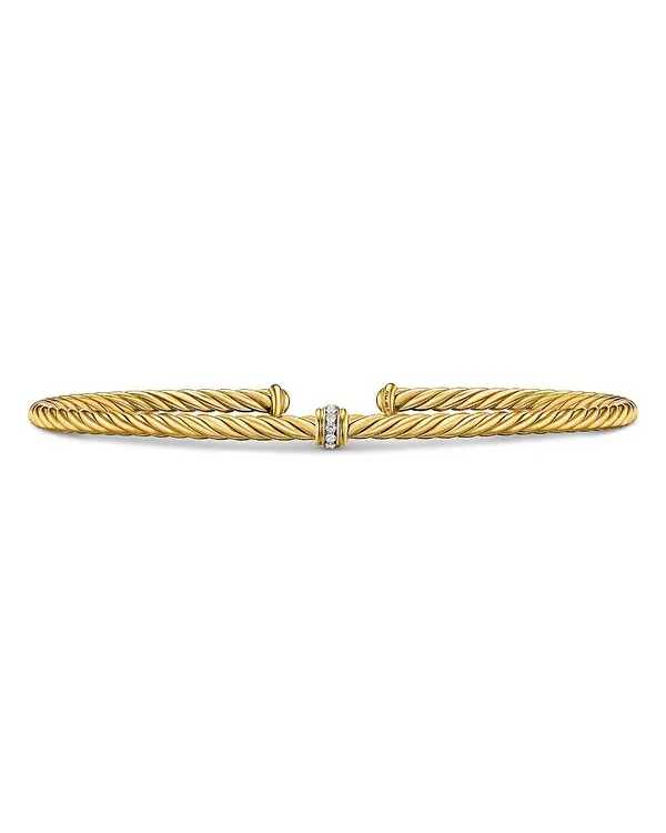 David Yurman 18k Yellow Micro Cablespira Bracelet - Gold