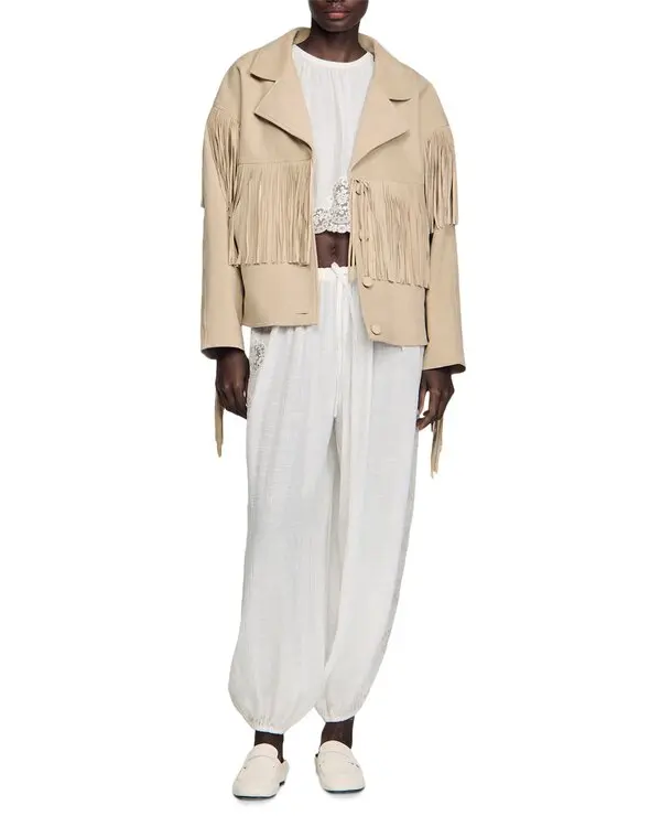 Sandro Jackie Fringe Suede Jacket