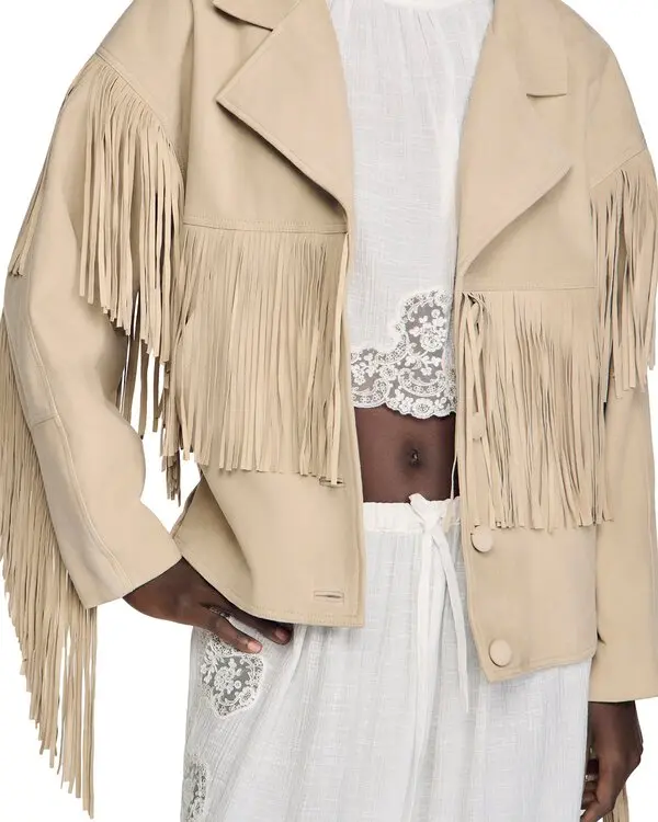 Sandro Jackie Fringe Suede Jacket
