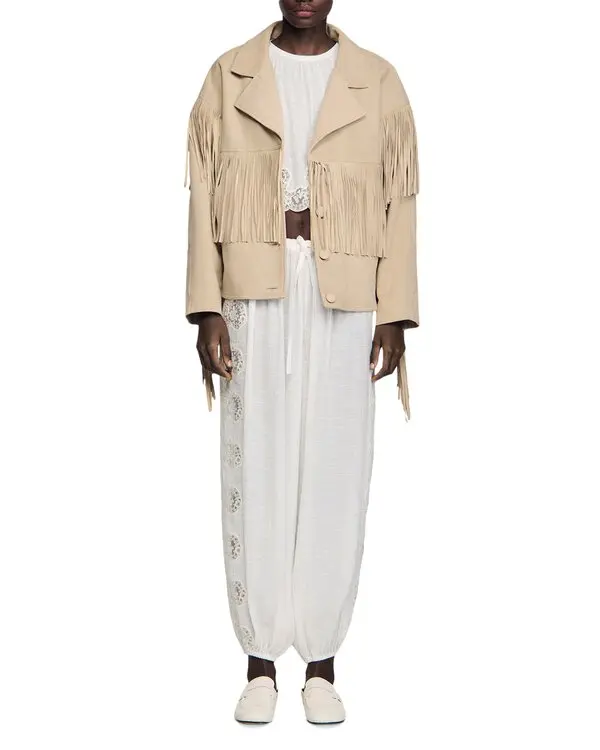Sandro Jackie Fringe Suede Jacket