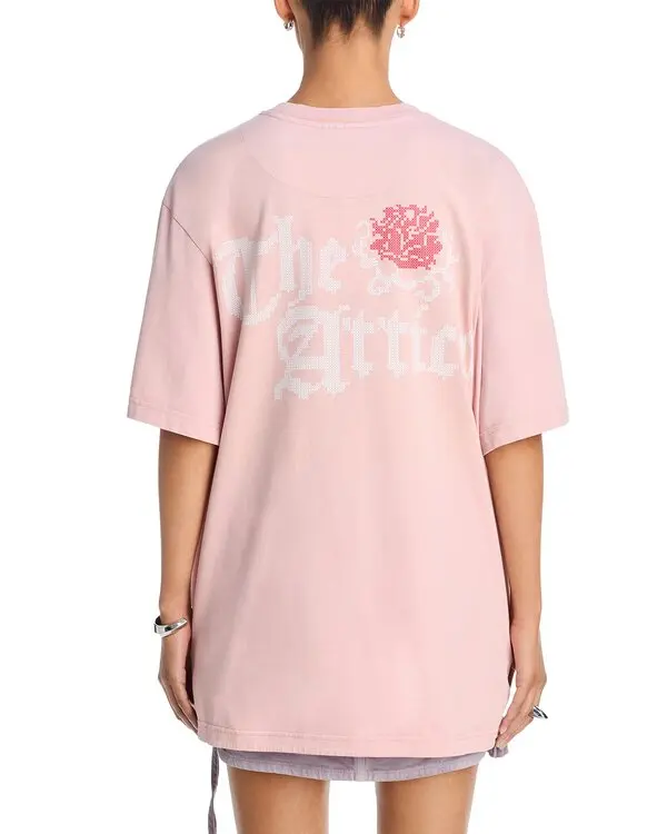 Attico Cotton T-shirt With Asymmetrical Hem - Rose