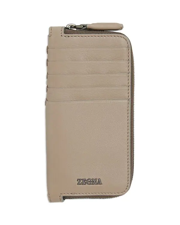 Zegna Secondskin Leather Card Case - Medium Beige