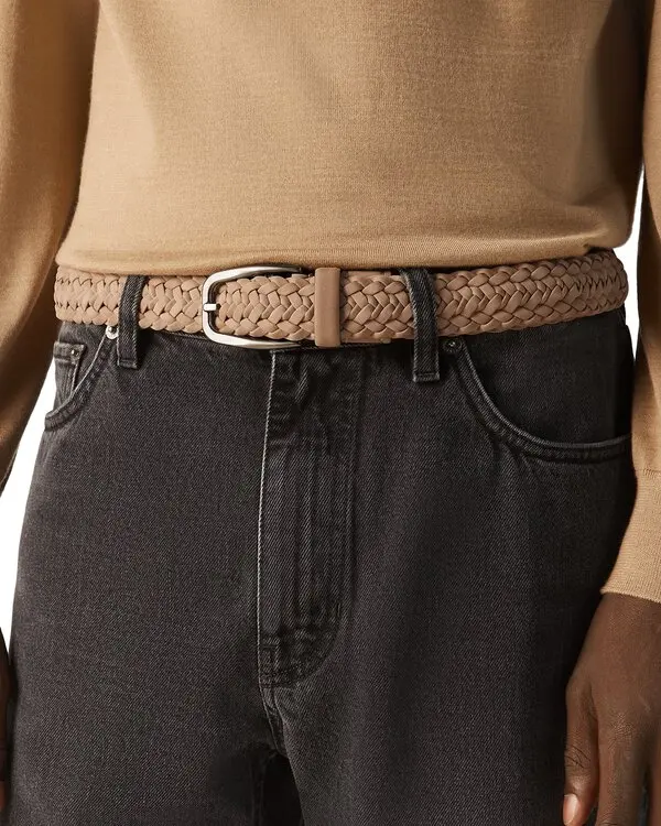 Zegna Braided Nubuck Belt - Beige