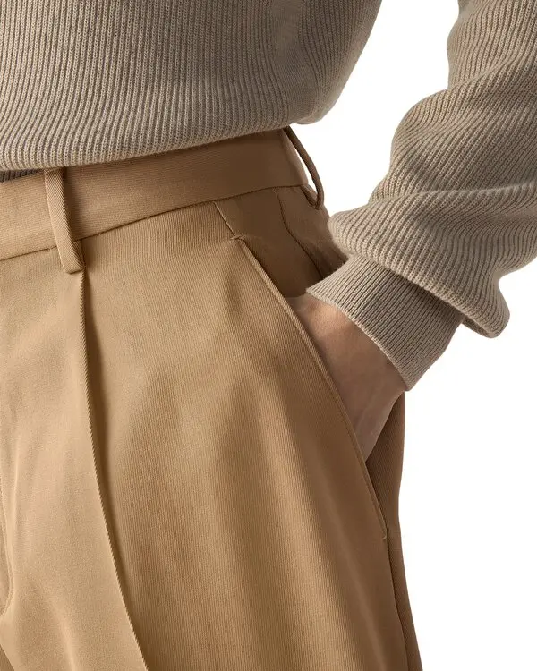 Zegna Cotton And Wool Pleated Trousers - Beige
