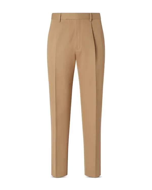 Zegna Cotton And Wool Pleated Trousers - Beige