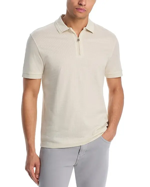 BOSS H Paras Quarter Zip Polo Shirt - Open White