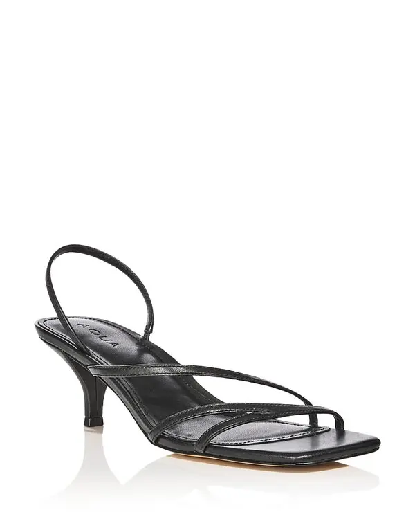 Aqua Flona Strappy Sandals Exclusive - Black Leather