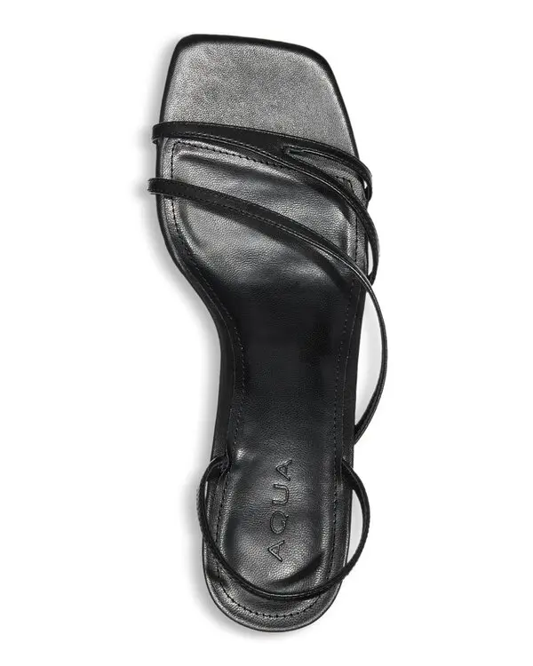 Aqua Flona Strappy Sandals Exclusive - Black Leather