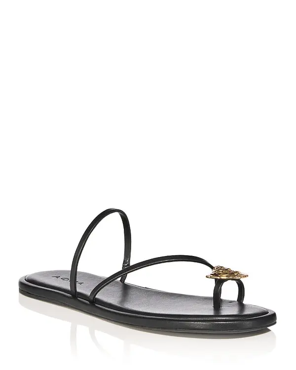 Aqua Jeni Thong Sandals - Black Nubuck