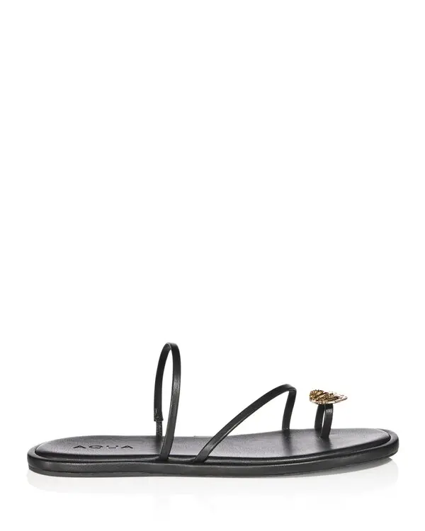 Aqua Jeni Thong Sandals - Black Nubuck