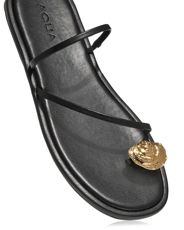 Aqua Jeni Thong Sandals - Black Nubuck