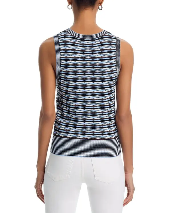 Veronica Beard Jerrel Cropped Knit Tank Top - Blue Jay Multi