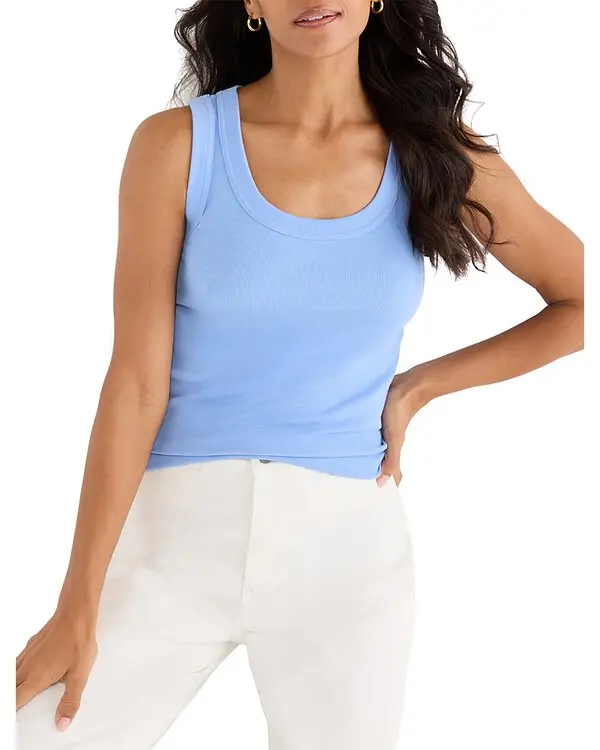 NIC+ZOE Knit Rib Scoop Tank - French Blue