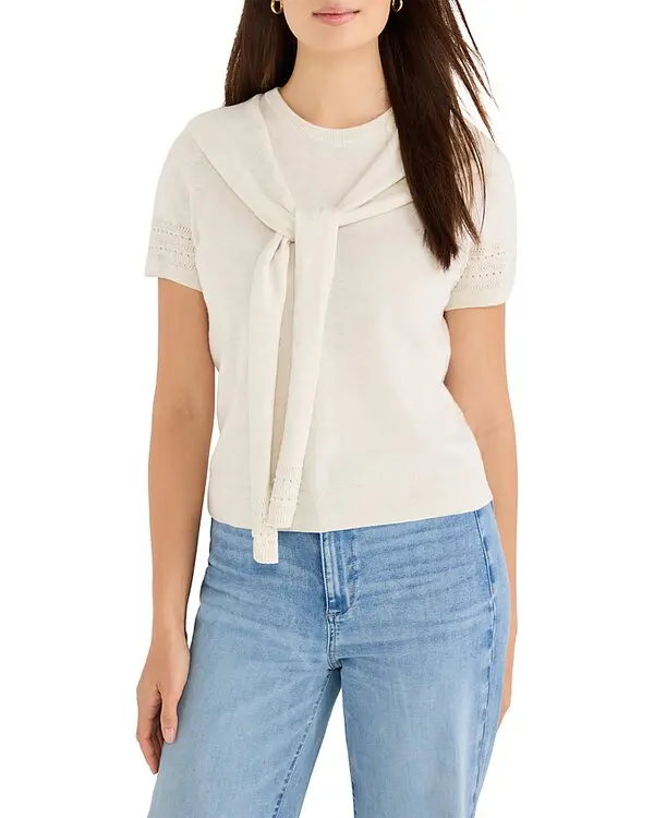 NIC+ZOE Piazza Over-the-shoulder Pullover Sweater - Coconut