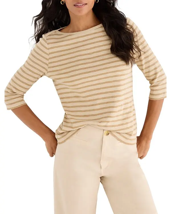 NIC+ZOE 3/4 Sleeve Boat Tee - Neutral Multi