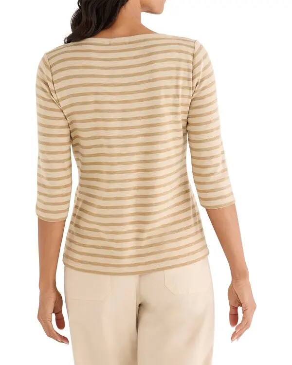 NIC+ZOE 3/4 Sleeve Boat Tee - Neutral Multi