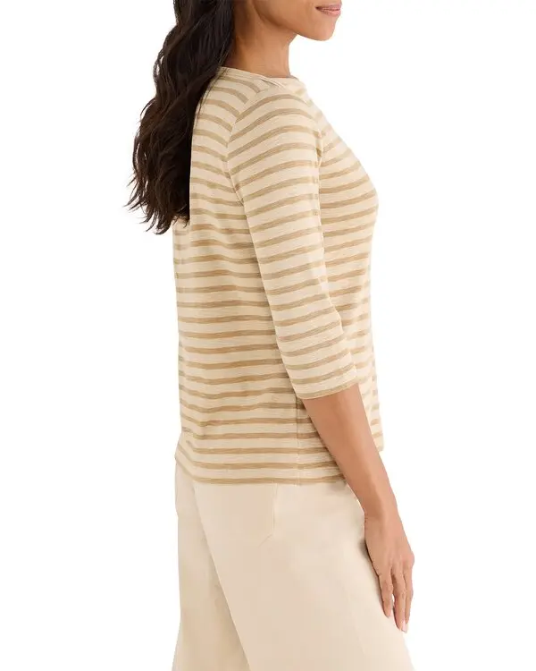 NIC+ZOE 3/4 Sleeve Boat Tee - Neutral Multi
