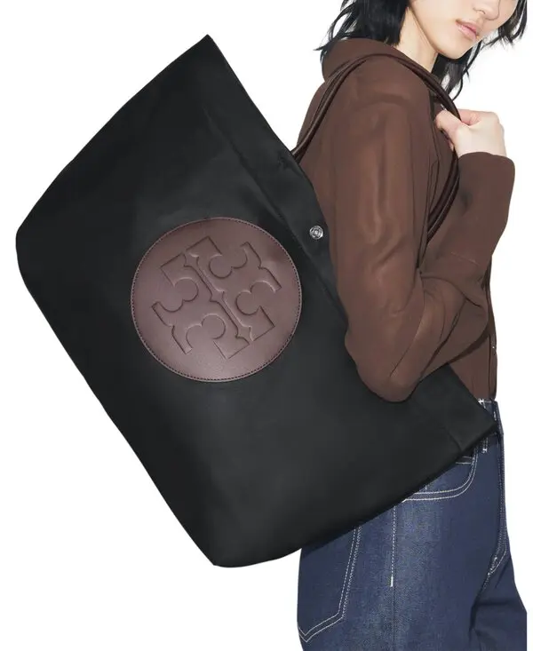 Tory Burch Ella Twist Reversible Tote - Black