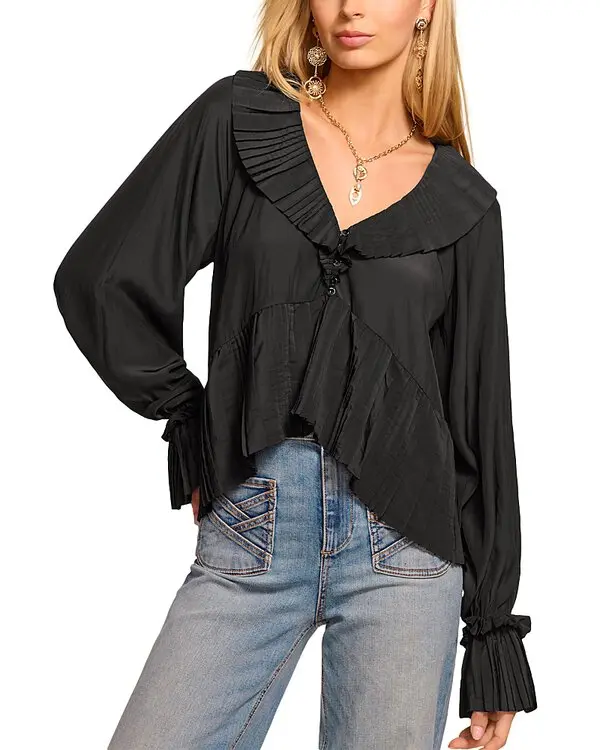 Ramy Brook Jacklyn Pleated Top - Black