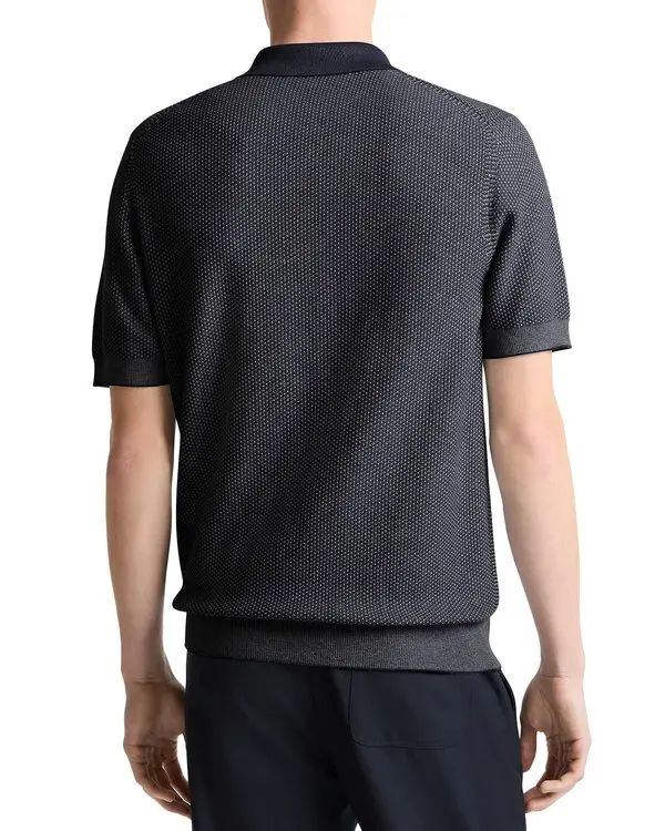 Vince Geo Jacquard Short Sleeve Polo Shirt - Coastal/medium Heather