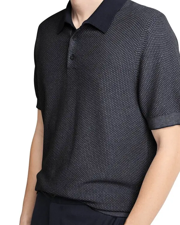 Vince Geo Jacquard Short Sleeve Polo Shirt - Coastal/medium Heather