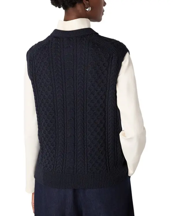 Whistles Wool Blend Cable Knit Tank