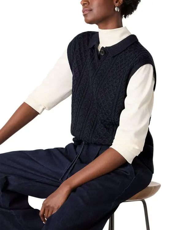 Whistles Wool Blend Cable Knit Tank