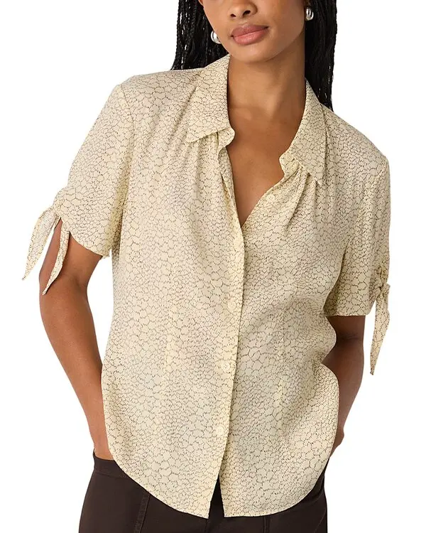 Whistles Dashed Marks Tie Sleeve Shirt - Ivory/multi