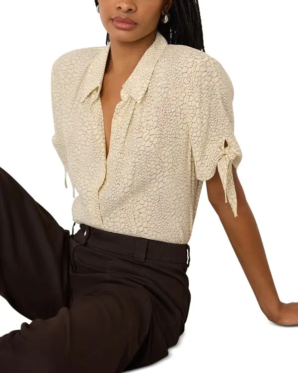 Whistles Dashed Marks Tie Sleeve Shirt
