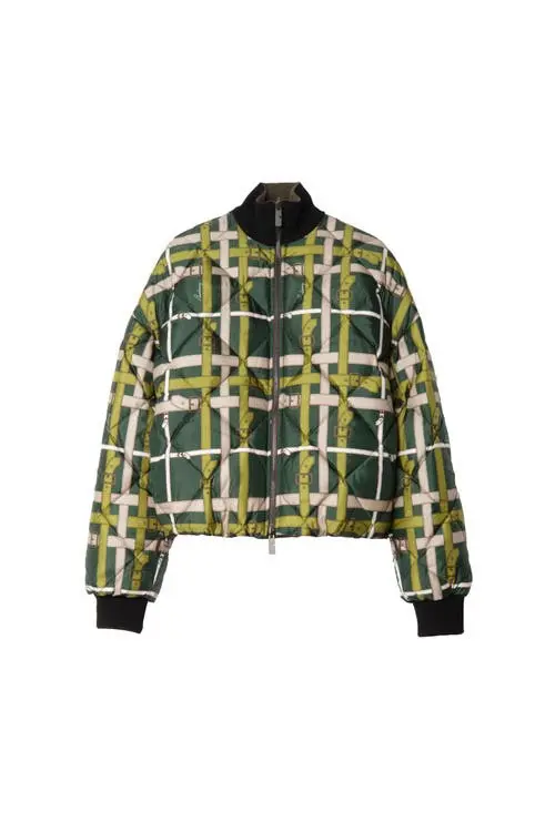 Burberry Cropped Reversible Belt Check Nylon Jacket
