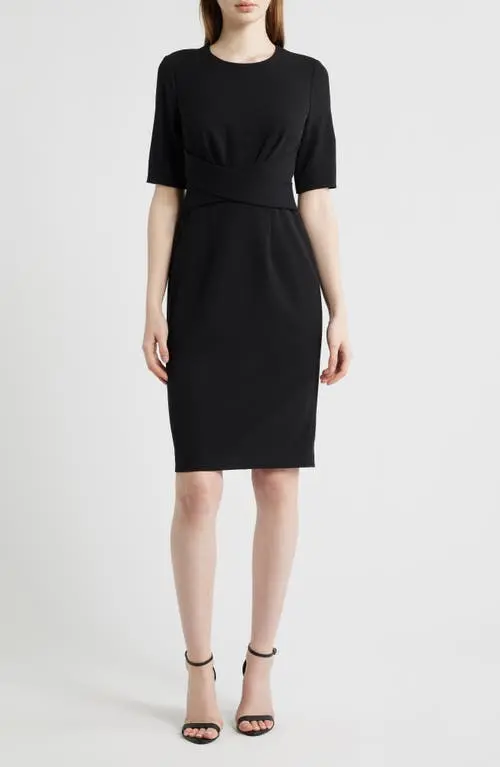 Anne Klein Wrap Overlay Sheath Dress - Anne Black