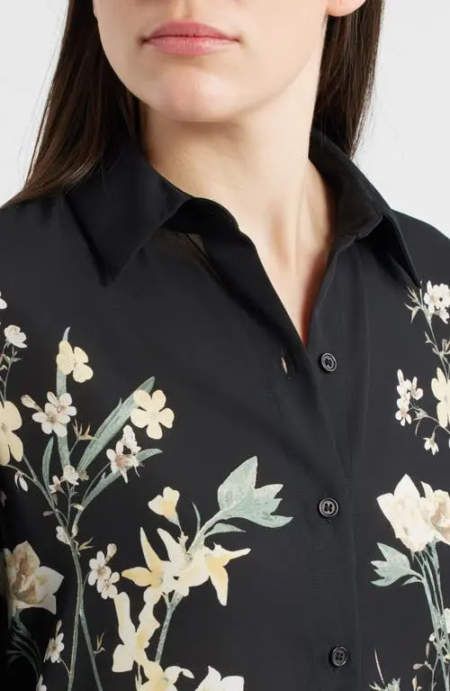Anne Klein Floral Print Button-up Shirt