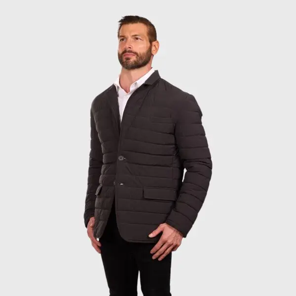 Perry Ellis Tech Stretch Quilted Blazer Jacket - Black