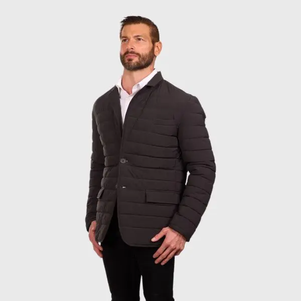 Perry Ellis Tech Stretch Quilted Blazer Jacket - Black