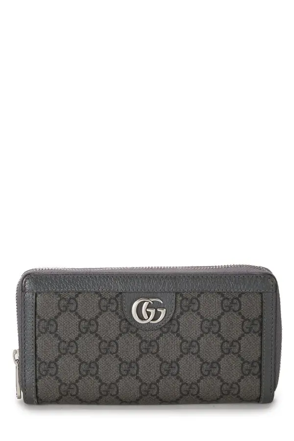 Gucci Gg Supreme Canvas Marmont Zip Around Wallet - Grey